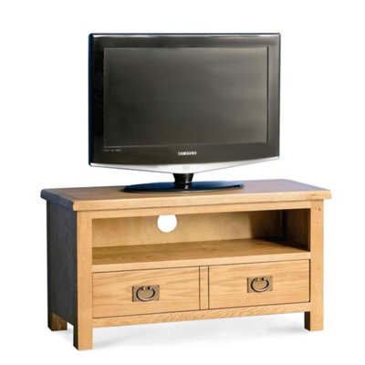 Surrey Oak 90cm Small TV Unit - Fully Assembled By Roseland Furniture