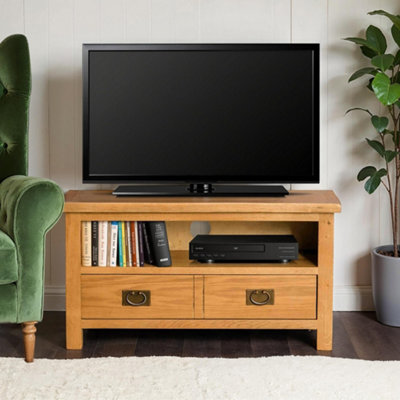 Surrey Oak 90cm Small TV Unit - Fully Assembled By Roseland Furniture