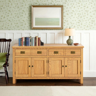 Surrey Oak Extra Large Sideboard Cabinet Fully Assembled - By Roseland ...