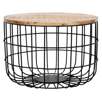 Surrey Wire Coffee Table with Removable Top - Solid Mango Wood/Metal ...