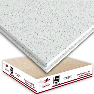 Suspended Fine ND Fissured Tegular Edge Ceiling Tiles Premium 595mm x ...