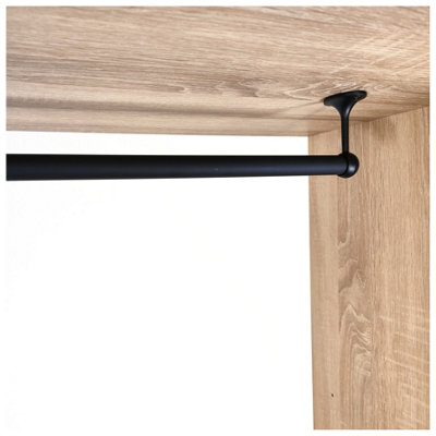 Suspended Round Wardrobe Rail Hanging Tube Pipe 1600mm Black Matt Set ...