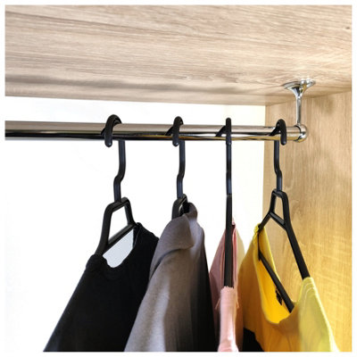 Suspended Round Wardrobe Rail Hanging Tube Pipe 1800mm Chrome Set with ...