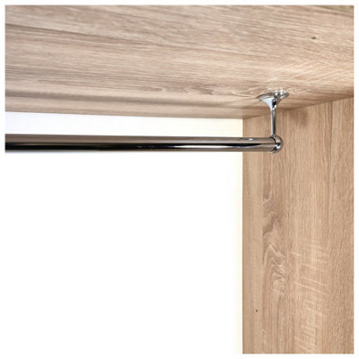 Suspended Round Wardrobe Rail Hanging Tube Pipe 600mm Chrome Set with ...
