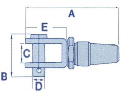 Swageless Fork Terminal Wire Rope 5MM (Stainless Fitting Cable Rigging Jaw)