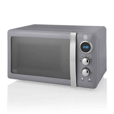 Swan 800W Retro Digital Microwave Grey | DIY at B&Q