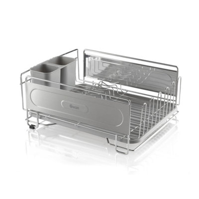 Swan Chrome Dish Rack with Utensil Holders