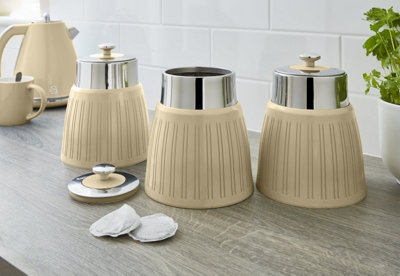 Swan Cream Retro Set of 3 Canisters