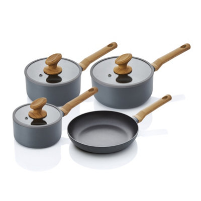 Swan Nordic 4 Piece Pan Set Grey | DIY at B&Q