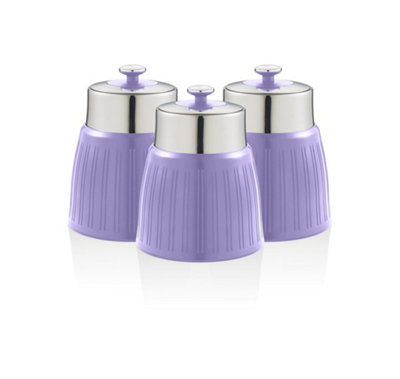 Swan Purple Retro Set of 3 Canisters