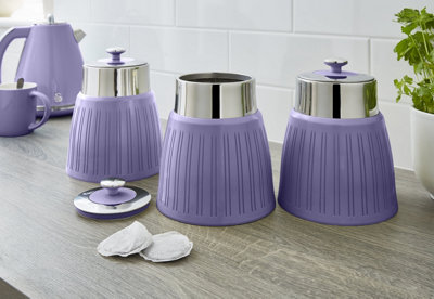 Swan Purple Retro Set of 3 Canisters