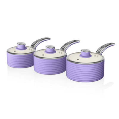 Swan Retro 3 Piece Saucepan Set