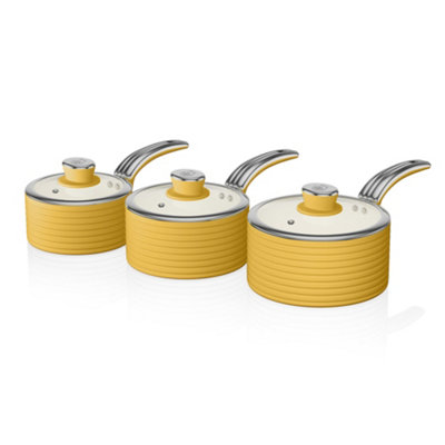Swan Retro 3 Piece Saucepan Set