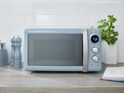 Swan Retro Blue Kitchen Appliance Set: Kettle, Toaster & Microwave