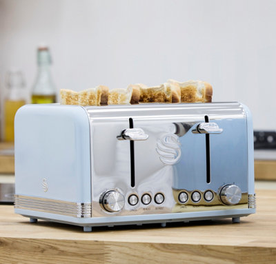 Swan ST19020BLN 4 Slice Retro Toaster (Blue)