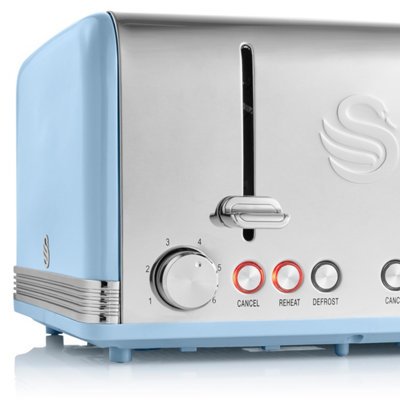 Swan ST19020BLN 4 Slice Retro Toaster (Blue)