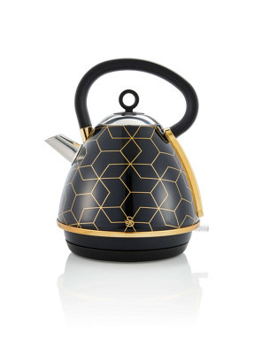 Swan Tribeca 1.7 Litre Pyramid Kettle in Black, Geometric Pattern, Rose ...