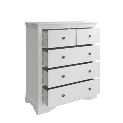 Swanley Fully Assembled Chest 5 Drawers White Dresser Storage Solid ...