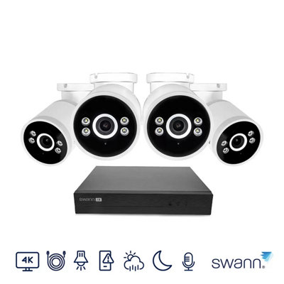 Swann 4K NVR 8 x Channel / 4 x NHD-ADVANXB Bullet Cameras with 1TB HDD ...