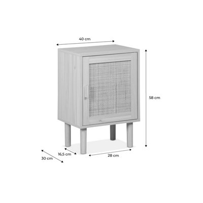 sweeek - 1-door woven rattan bedside table Camargue Natural 40x30x58 cm