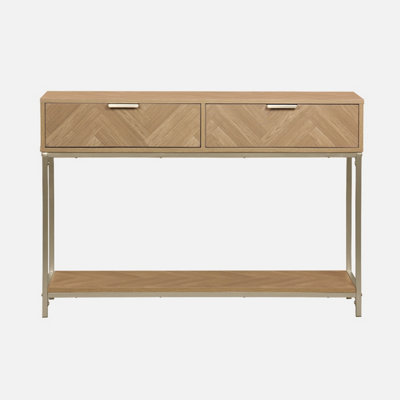 sweeek - 110cm herringbone console table with 2 drawers Budapest ...