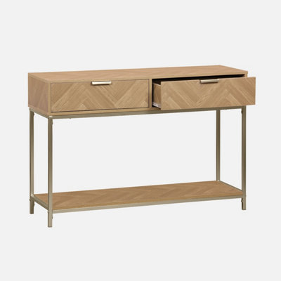 sweeek - 110cm herringbone console table with 2 drawers Budapest ...