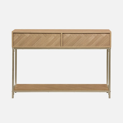 sweeek - 110cm herringbone console table with 2 drawers Budapest ...