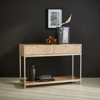 sweeek - 110cm herringbone console table with 2 drawers Budapest ...