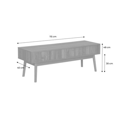 sweeek. 115cm TV unit grooved wood detail 2 doors Linear Dark wood ...