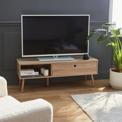 sweeek. 120cm scandi-style wood-effect TV stand Scandi Natural ...