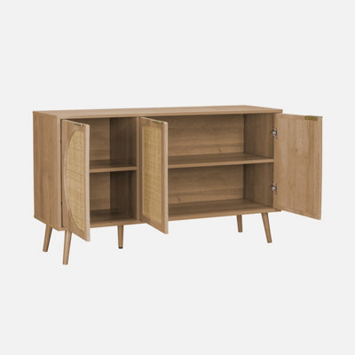 sweeek - 120cm wood and cane rattan sideboard Eva Natural 120x39x70 cm