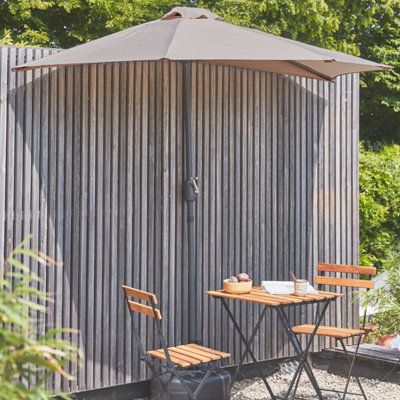 sweeek. 2.5m round half parasol for balcony Calvi Beige-brown ...