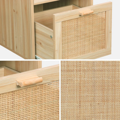 sweeek - 2-drawer woven rattan desk Camargue Natural 120x48x75 cm