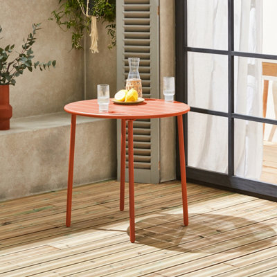 Buy sweeek. 2-seater round steel garden table Amelia 75cm Terracotta ...