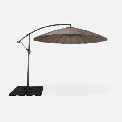 sweeek. 3m round cantilever parasol Shanghai Beige-brown 280x280x250 cm ...