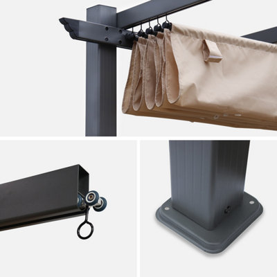 sweeek - 3x3m aluminium pergola with retractable roof Isla Beige ...