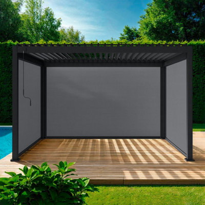 sweeek - 3x4m louvered aluminium pergola + 2 privacy screens 3m ...