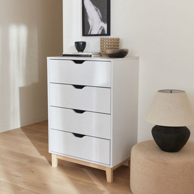 sweeek - 4-drawer scandi-style chest Floki White 60x40x90 cm