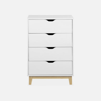 sweeek - 4-drawer scandi-style chest Floki White 60x40x90 cm