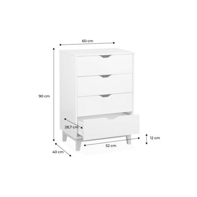 sweeek - 4-drawer scandi-style chest Floki White 60x40x90 cm