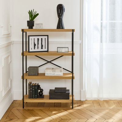 sweeek. 4-level shelf with an ash and metal effect Loft Natural ...
