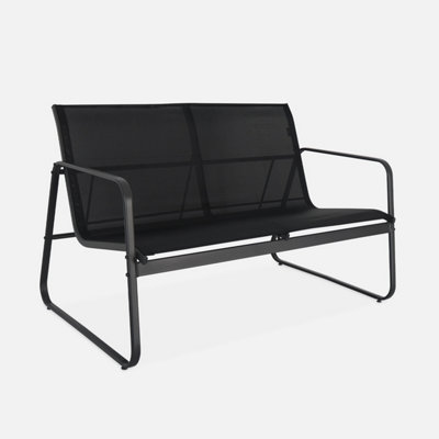 SWEEEK - 4-SEATER METAL GARDEN SOFA SET SILVI ANTHRACITE 77X114X76 CM