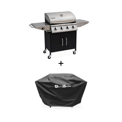 sweeek. 5-burner gas barbecue with 1 side burner and protective cover 149x54x106cm - Albert ...