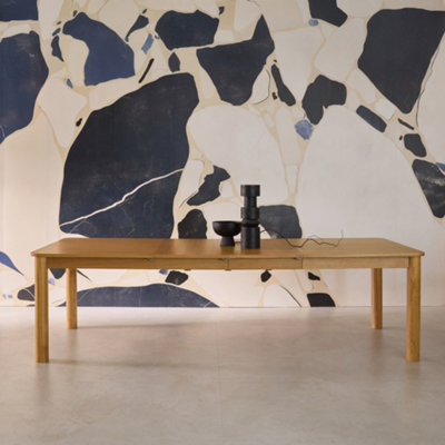 sweeek - 6-10 seater rectangular extendable dining table rubberwood and ...