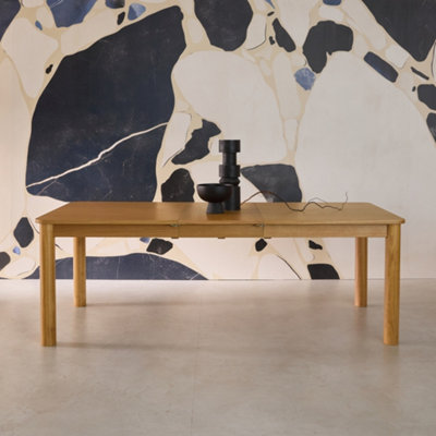 sweeek - 6-10 seater rectangular extendable dining table rubberwood and ...