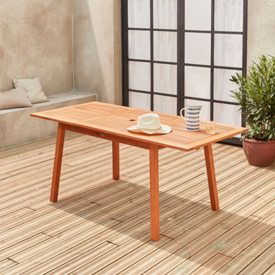 sweeek. 6-seater extendable garden table natural FSC eucalyptus wood ...