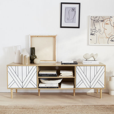 sweeek. 60cm wood-effect TV stand Mika White 160x40x56 cm | DIY at B&Q