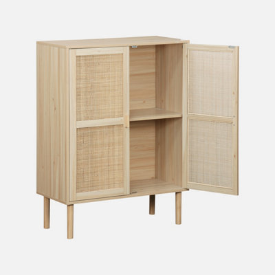 sweeek - 80cm woven rattan storage cabinet Natural 80x40x110 cm - Camargue