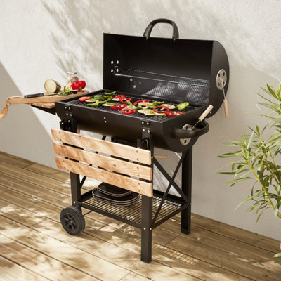 sweeek. American-style charcoal smoker barbecue 114x75x98cm - Serge ...
