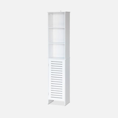 sweeek. Bathroom Storage Column white L34.5 x W23 x H162cm | DIY at B&Q